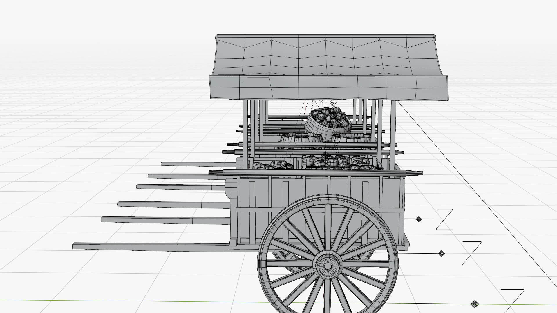 Old Cart With Food - 3D Model by RYANMAICOL