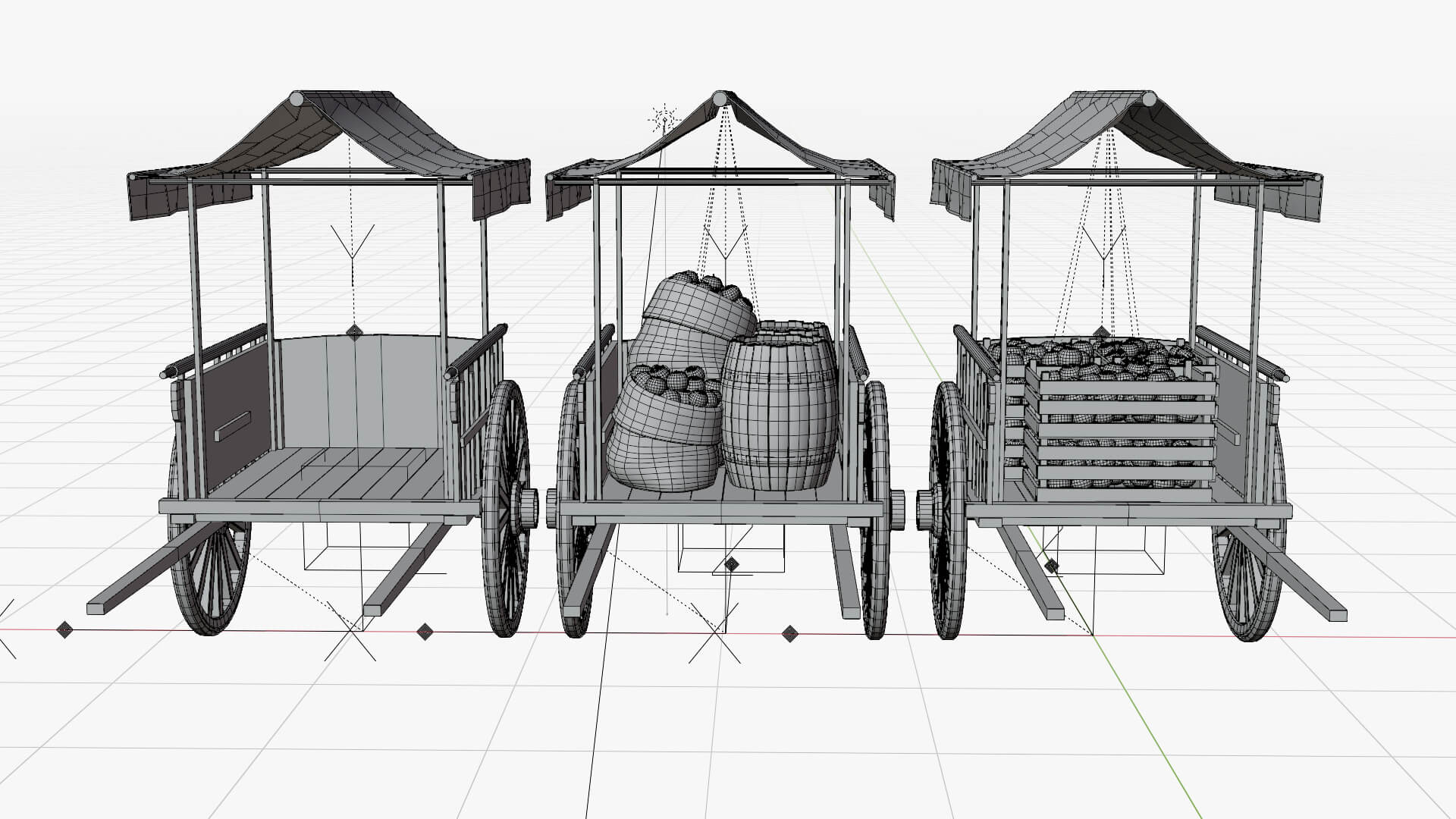 Old Cart With Food - 3D Model by RYANMAICOL