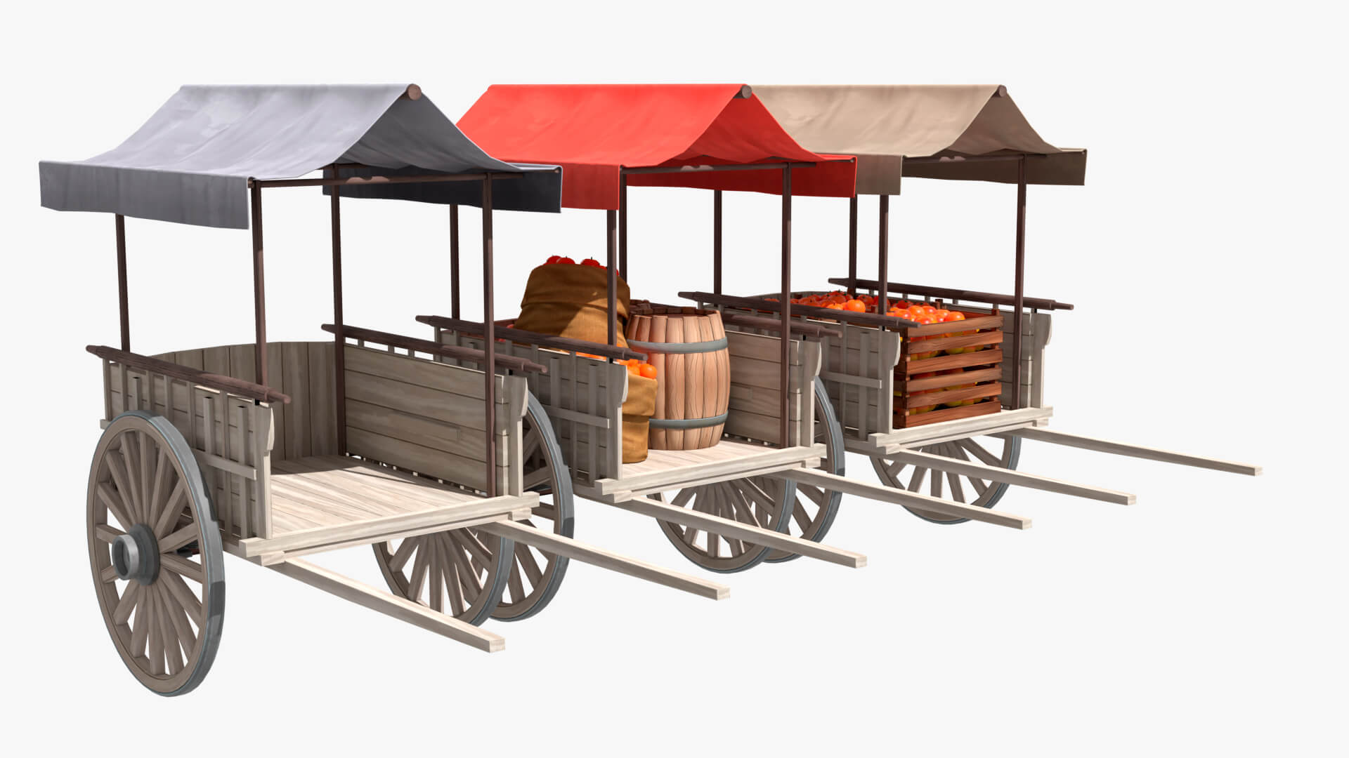Old Cart With Food - 3D Model by RYANMAICOL