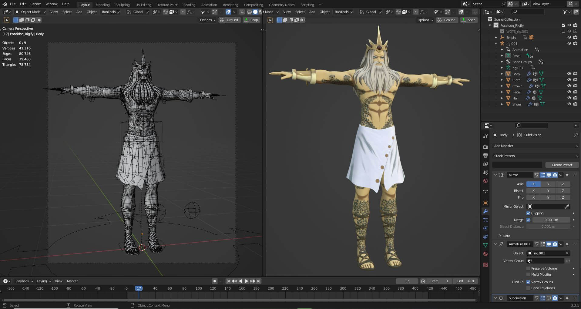 Poseidon Character - 3D Model by RYANMAICOL