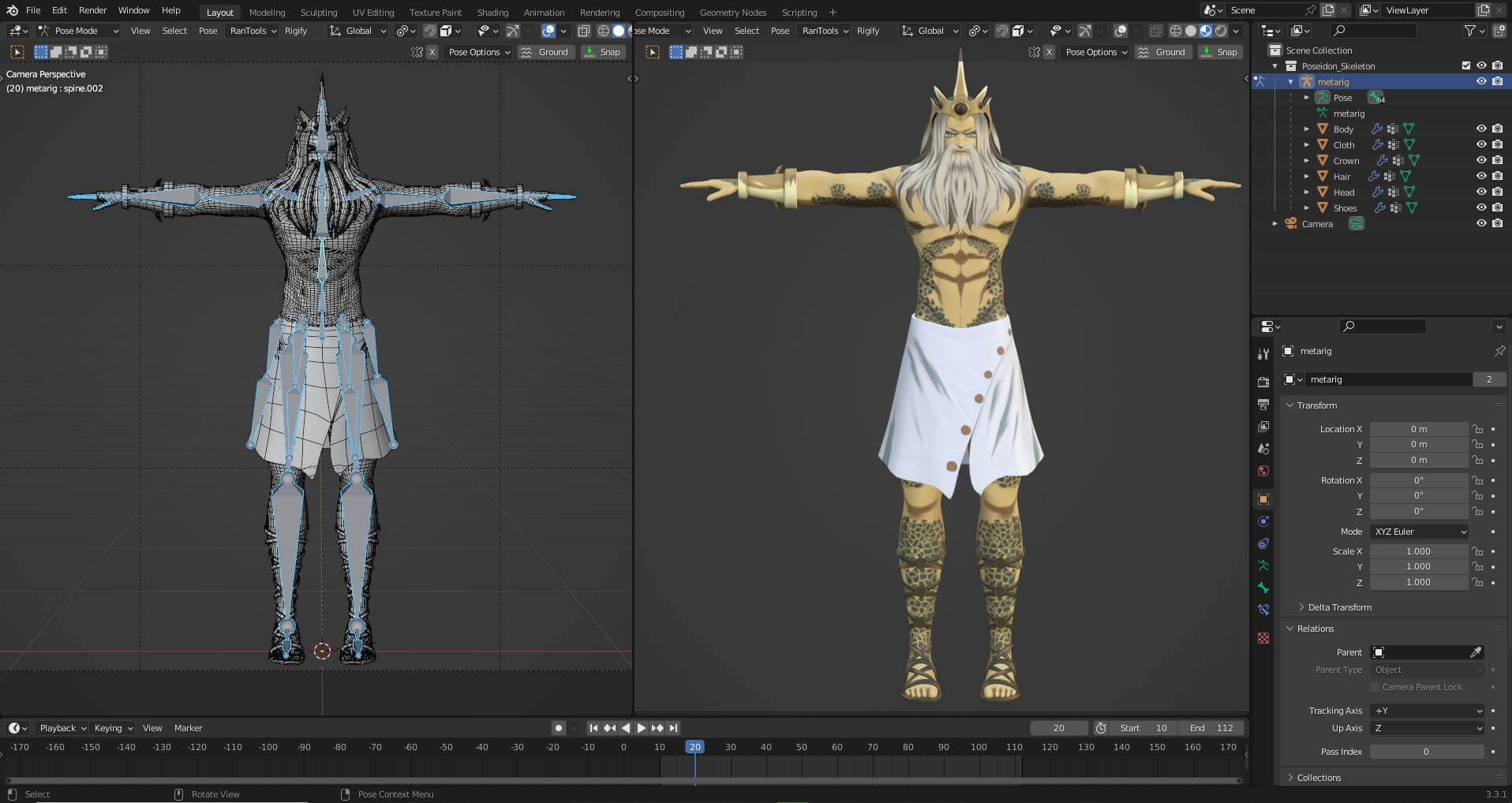 Poseidon Character - 3D Model by RYANMAICOL