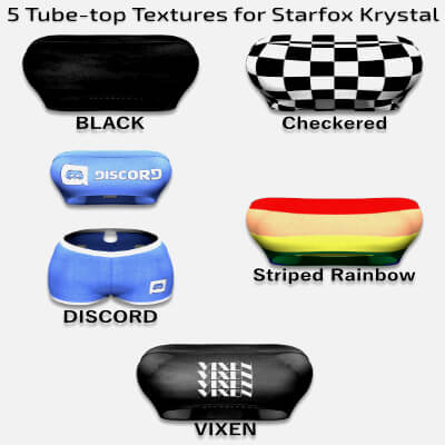 5 Tube-Top Textures for StarFox Krystal Free 3D Texture by RyanTheUser18