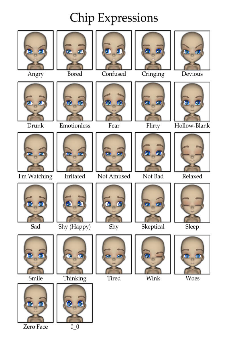 Chip Expressions - Free Poser Content by RyanTheUser18