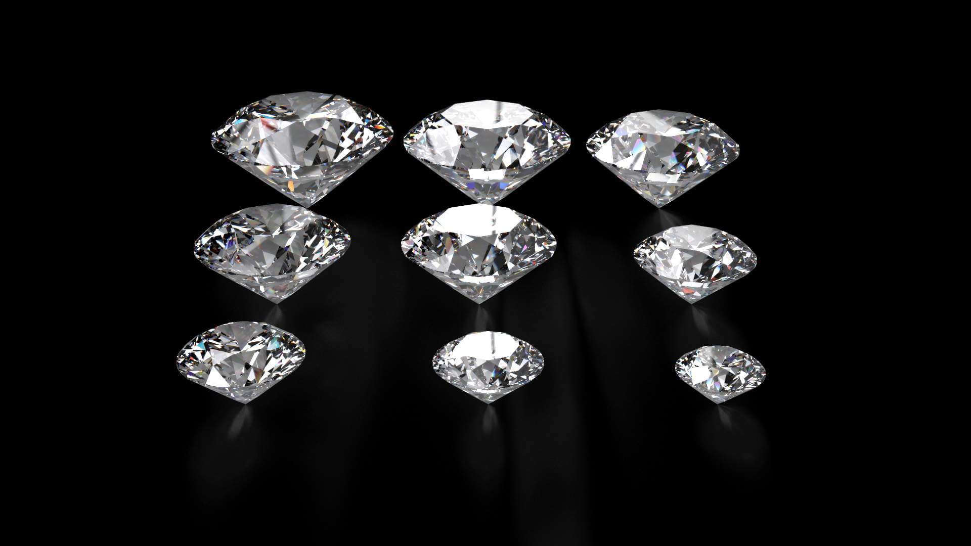 Diamond Round Ideal Cut Different Sizes - 3D Model by rzo