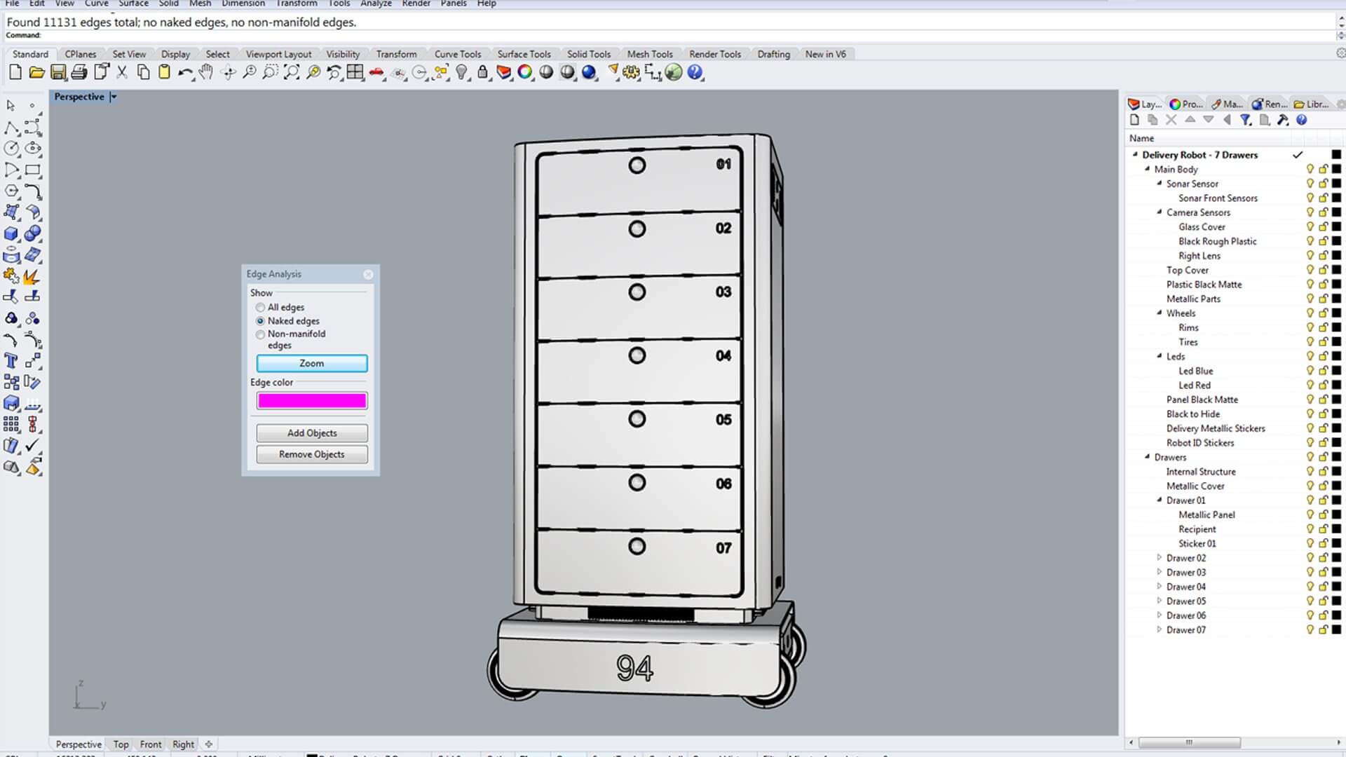 Generic Delivery Robot 01 7 Drawers - 3D Model by rzo