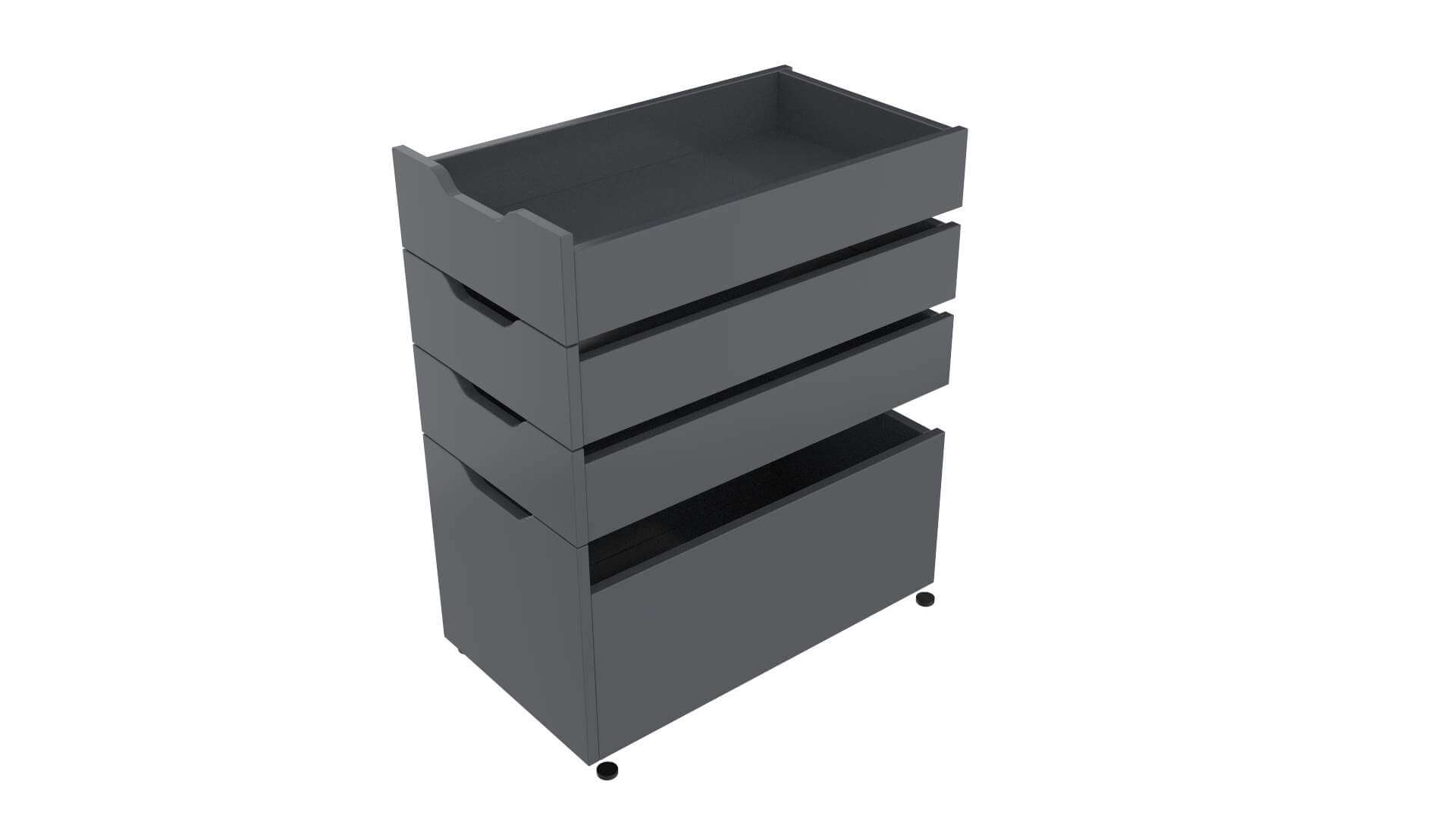 IKEA ALEX Drawer Unit Gray with 4 Drawers - 3D Model by rzo