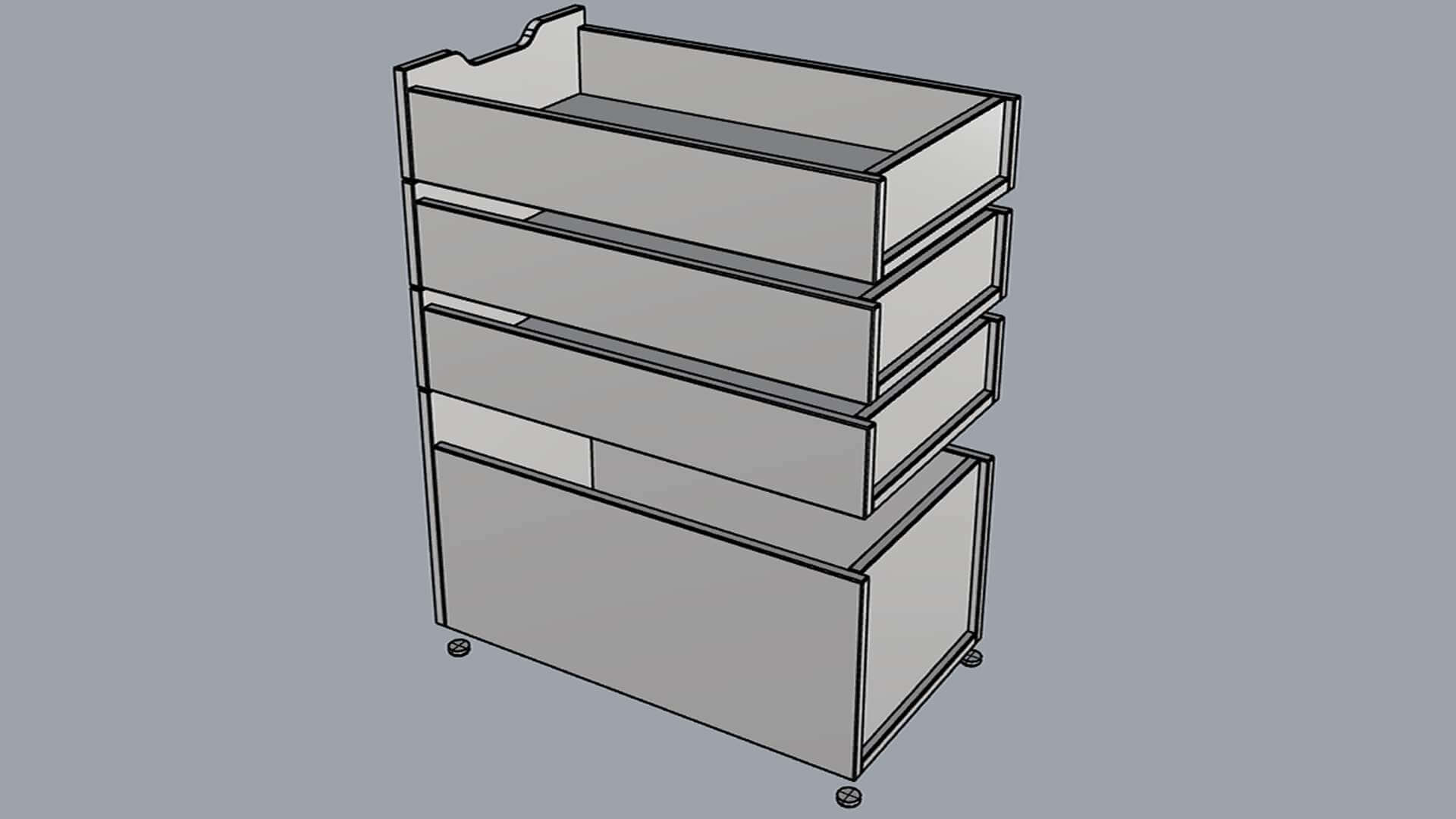 IKEA ALEX Drawer Unit Gray with 4 Drawers - 3D Model by rzo