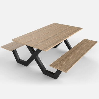 Pic Nic Table Aluminum And Wood - 3D Model by rzo