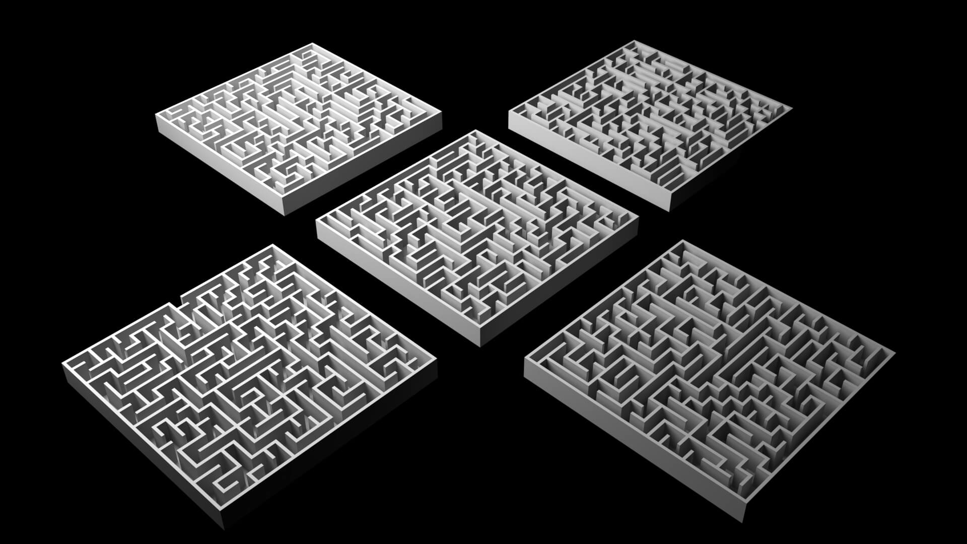 5 Low Poly Square Mazes - 3D Model by S4vvy