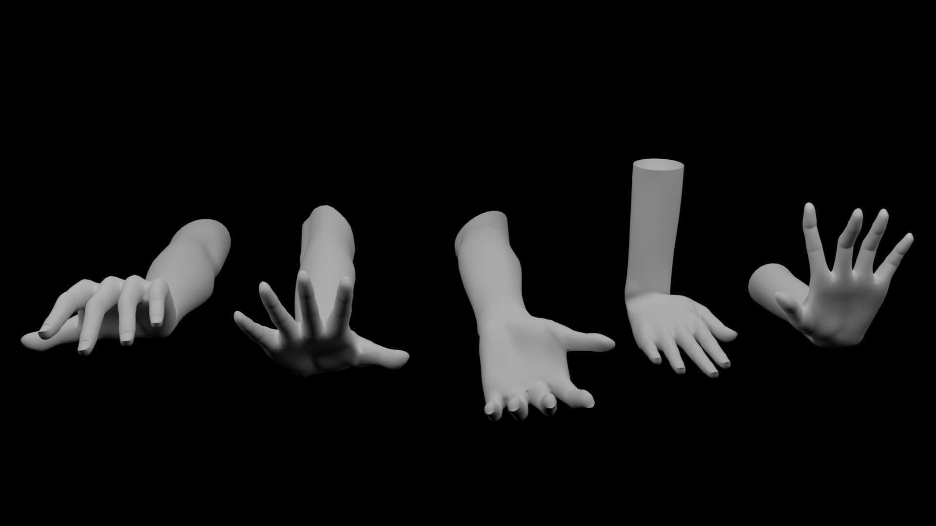 5 Unisex Hand Poses - 3D Model by S4vvy