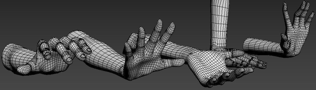 5 Unisex Hand Poses - 3D Model by S4vvy