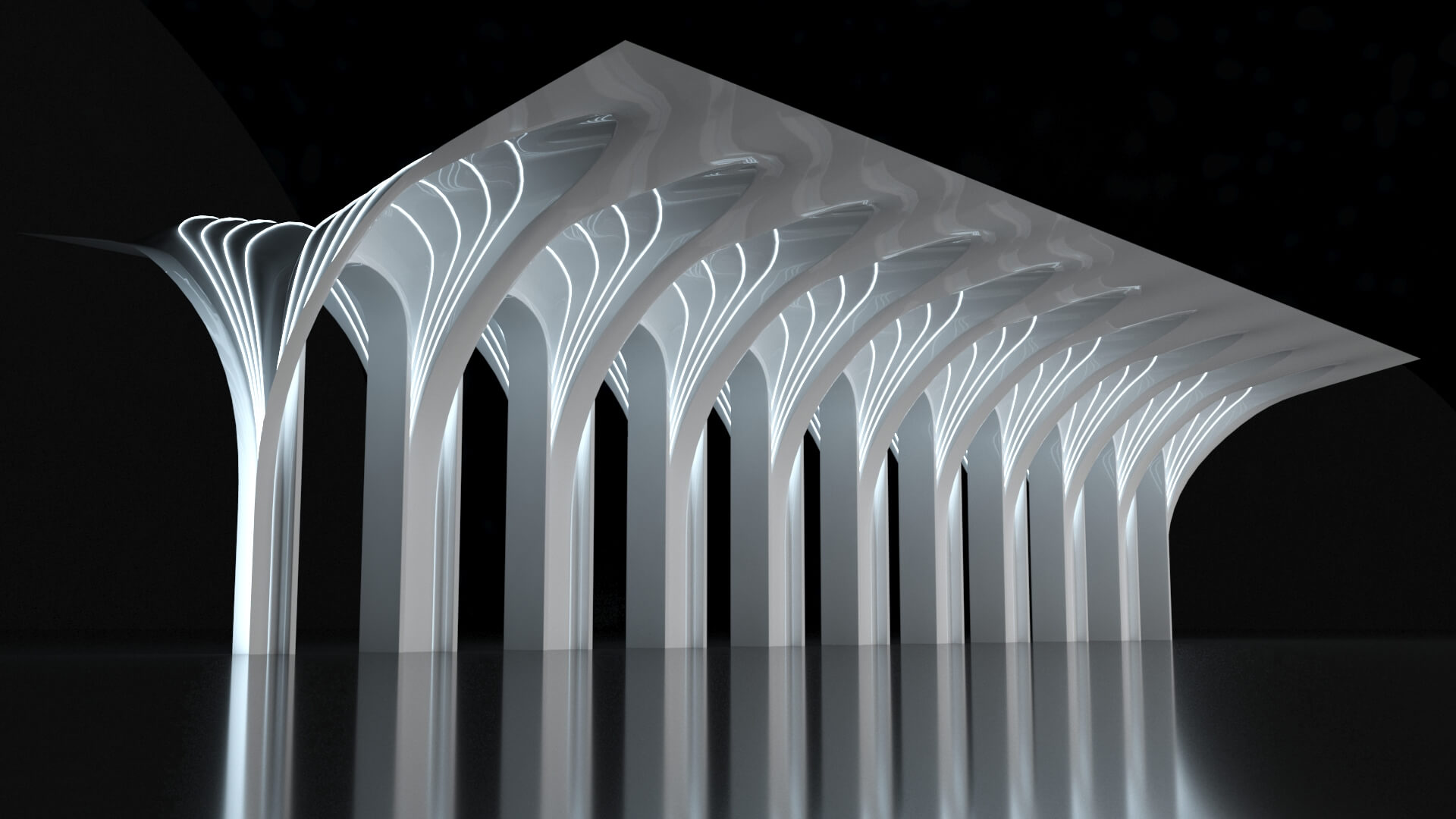 Futuristic Architecture Parametric Organic Shade Structure 3d Model By S4vvy