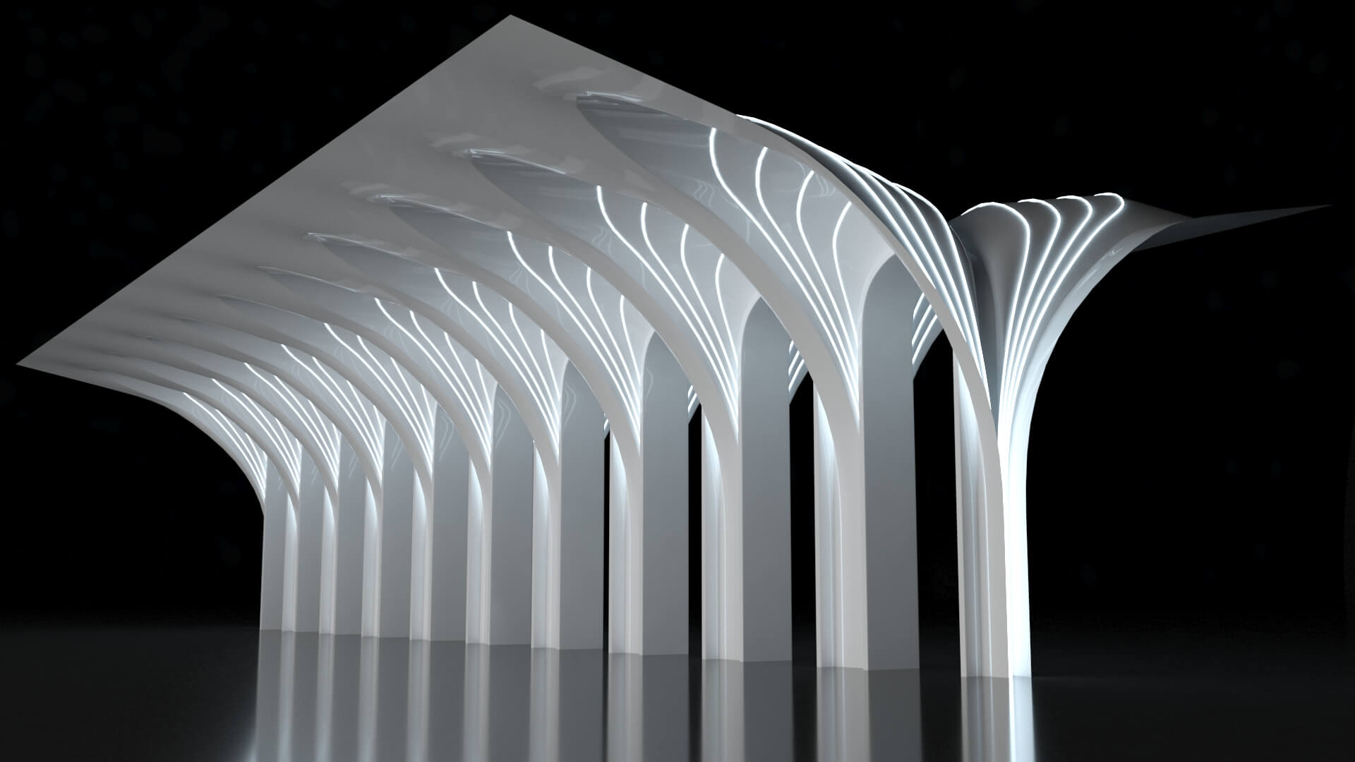 Futuristic Architecture Parametric Organic Shade Structure 3d Model By S4vvy
