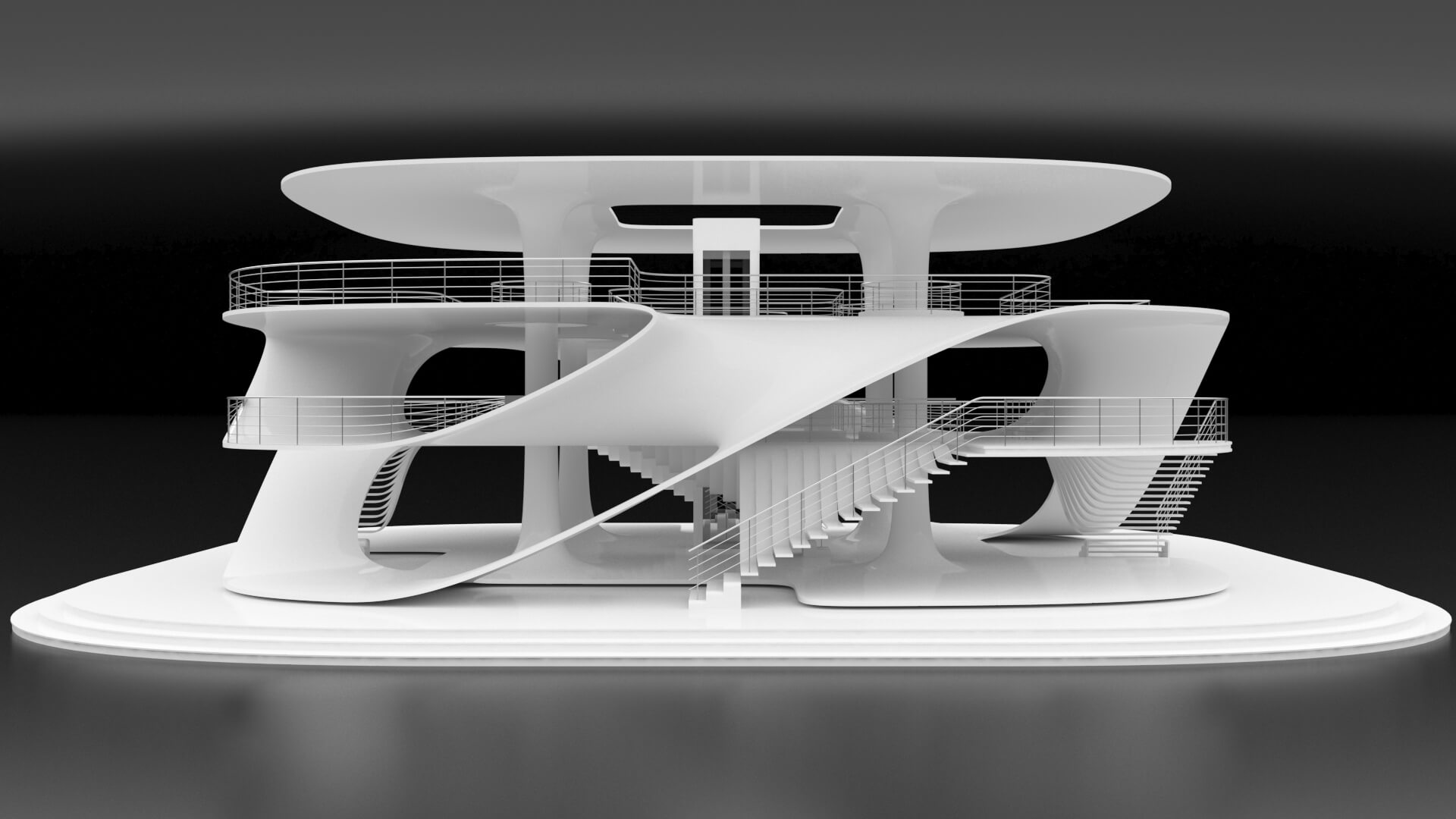 Futuristic Parametric Sci-Fi Exhibition Pavilion 3D Model by S4vvy