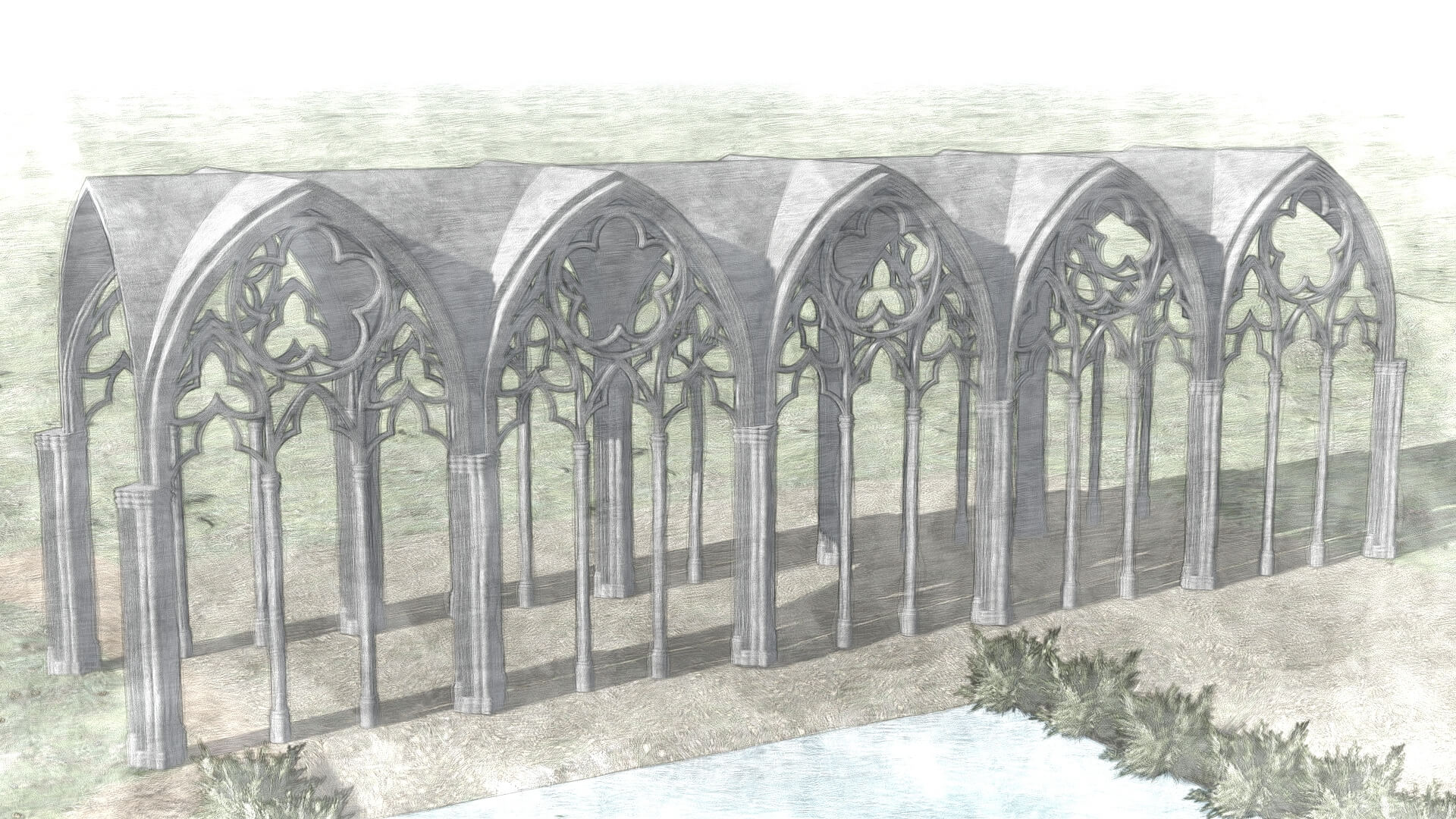 Gothic Architecture - Vaulted Ceiling Kitbash - Modular Unit 3D Model ...