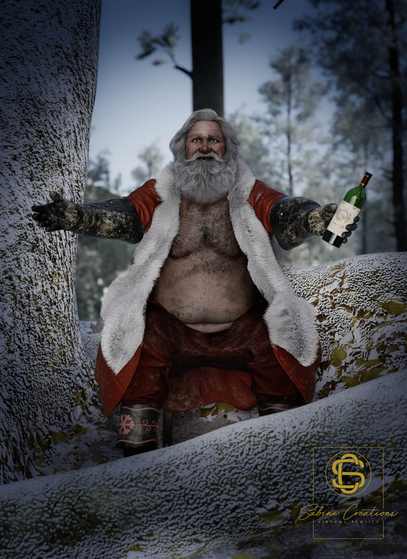 Santa Has Fun 3D Render, Digital Art by SabineCreations