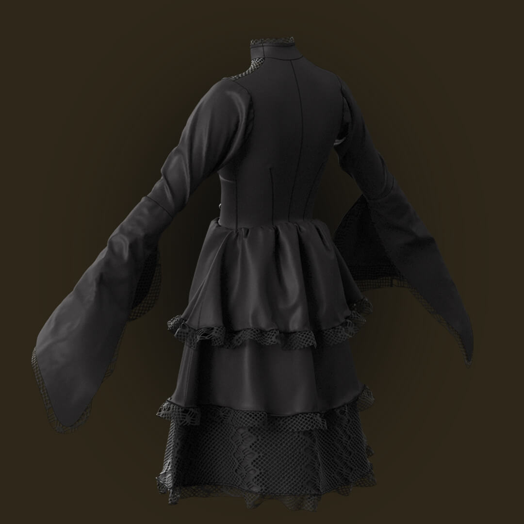 Gothic Dress - 3D Model by Sadykova_3d