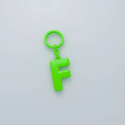 Plastic Alphabet F Keychain Green - 3D Model by Saeed2352
