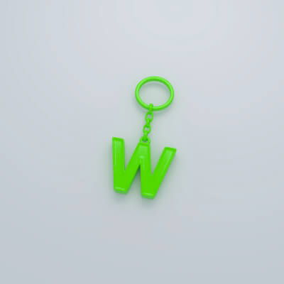 Plastic Alphabet "W" Keychain - 3D Model by Saeed2352