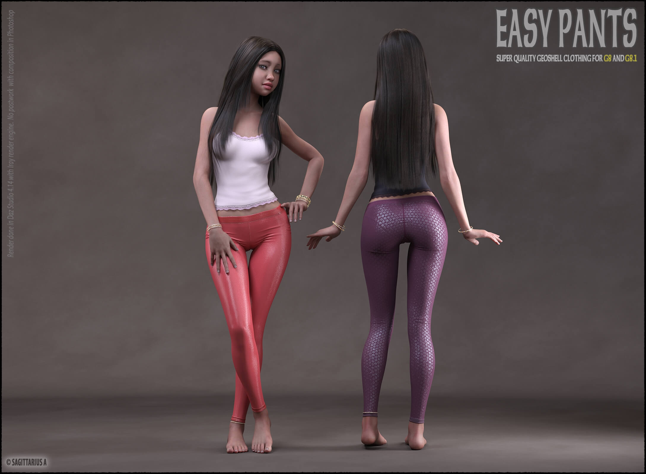 Easy Pants for Genesis 8 and 8.1 Female - Daz Content by Sagittarius A