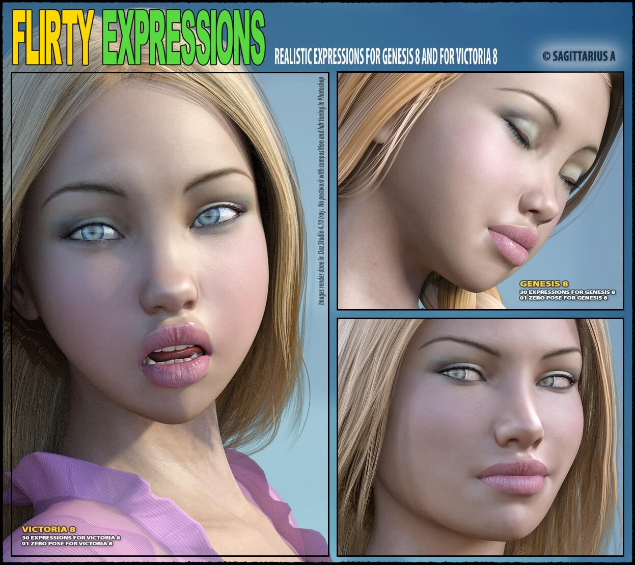Flirty - Expressions for Genesis 8 and V8 - Extended License Daz ...