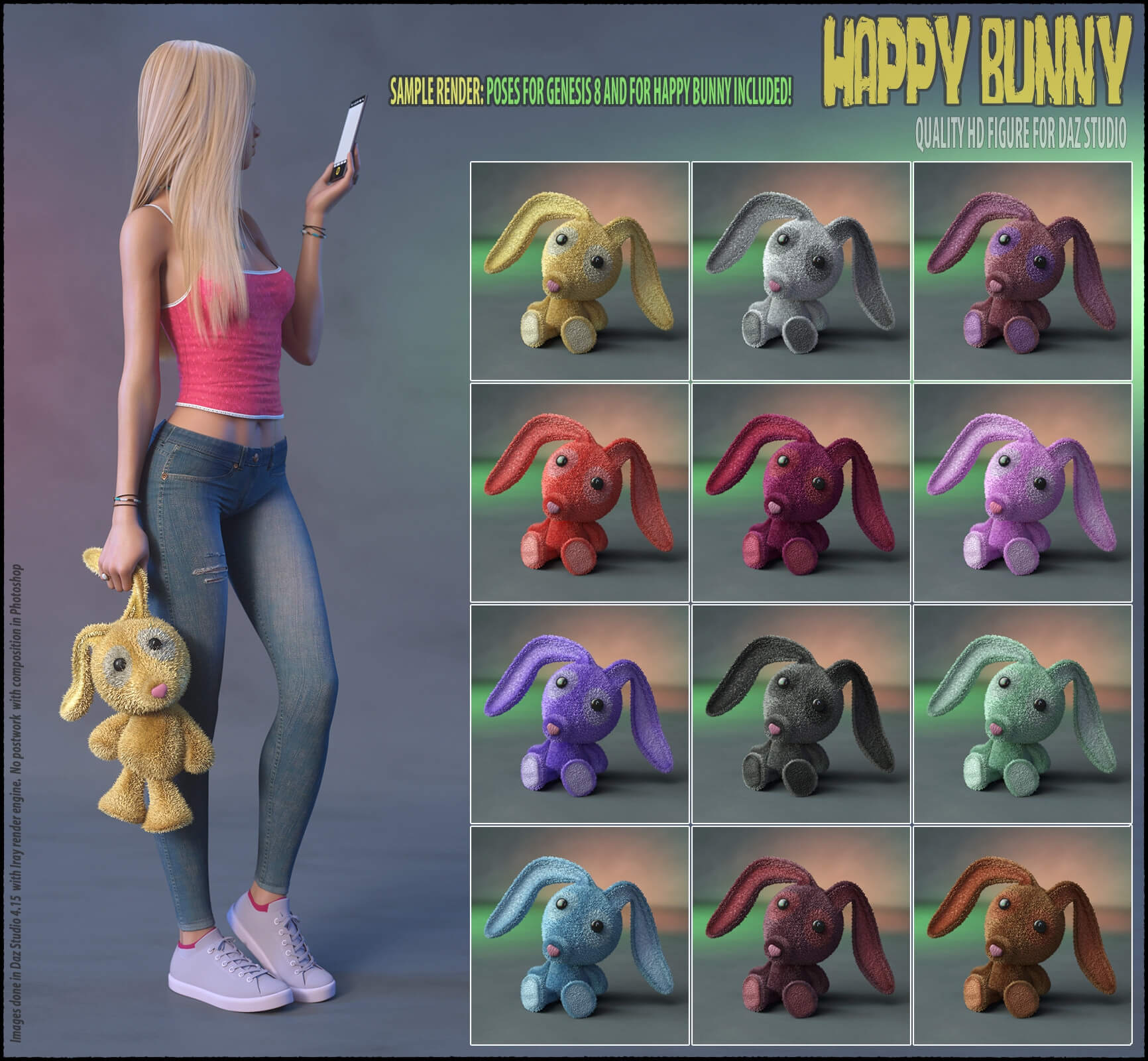 Happy Bunny - HD Figure for DAZ Studio Extended License by Sagittarius A