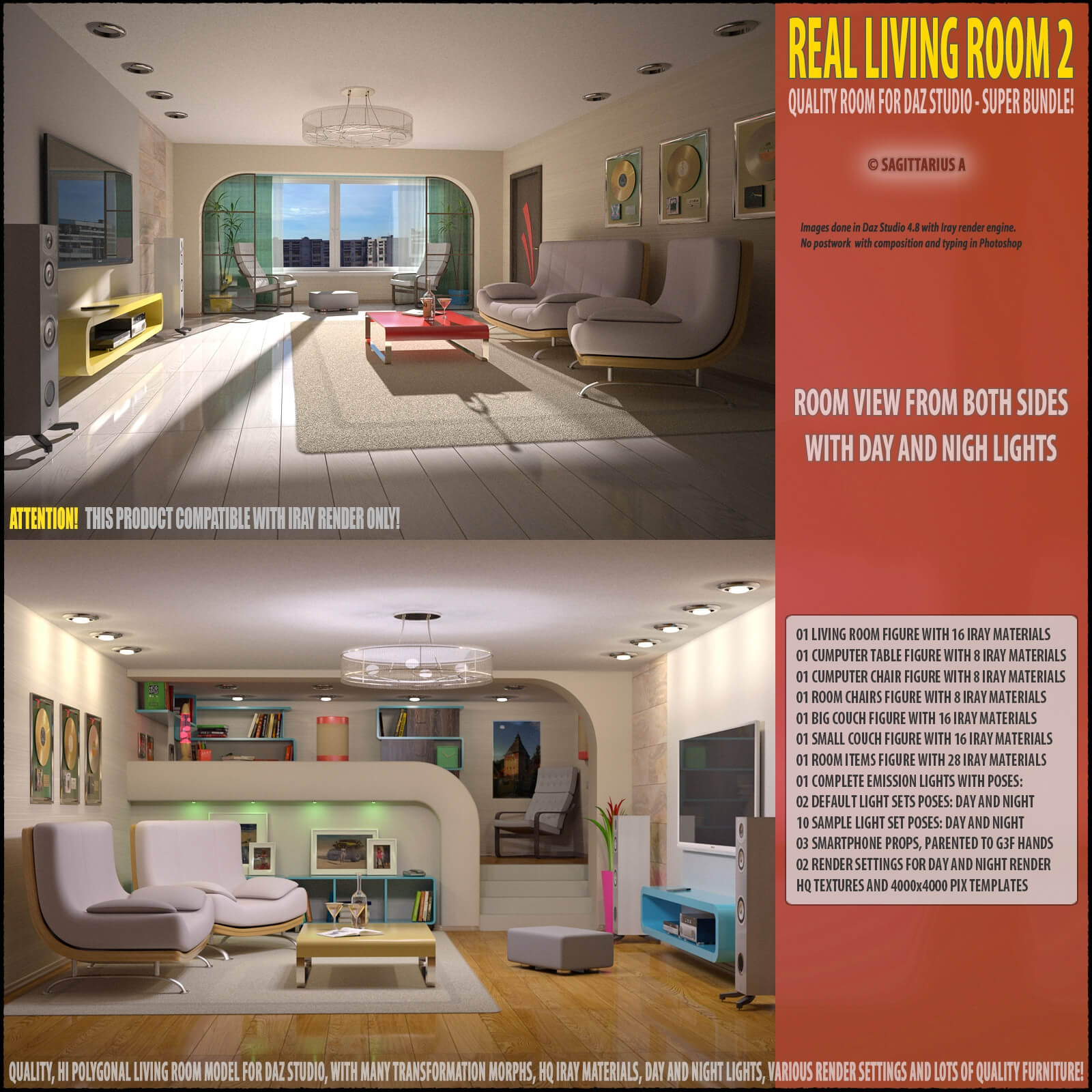 Living Room 2 - Extended License Daz Content by Sagittarius A