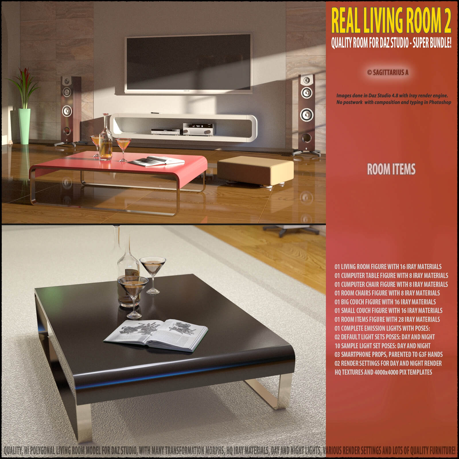 Living Room 2 - Extended License Daz Content by Sagittarius A