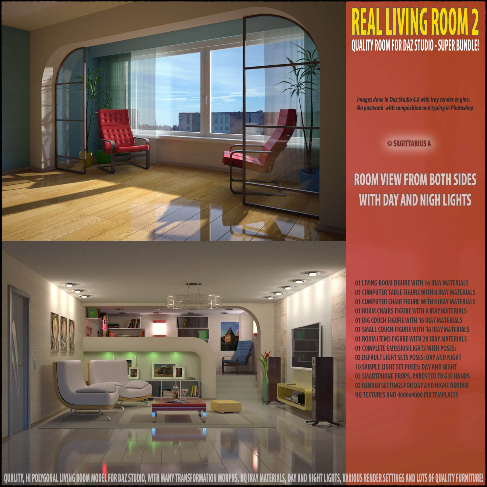 Living Room 2 - Extended License Daz Content by Sagittarius A
