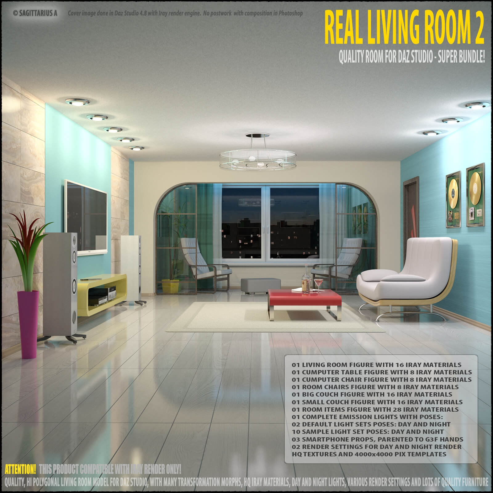 Living Room 2 - Daz Content by Sagittarius A