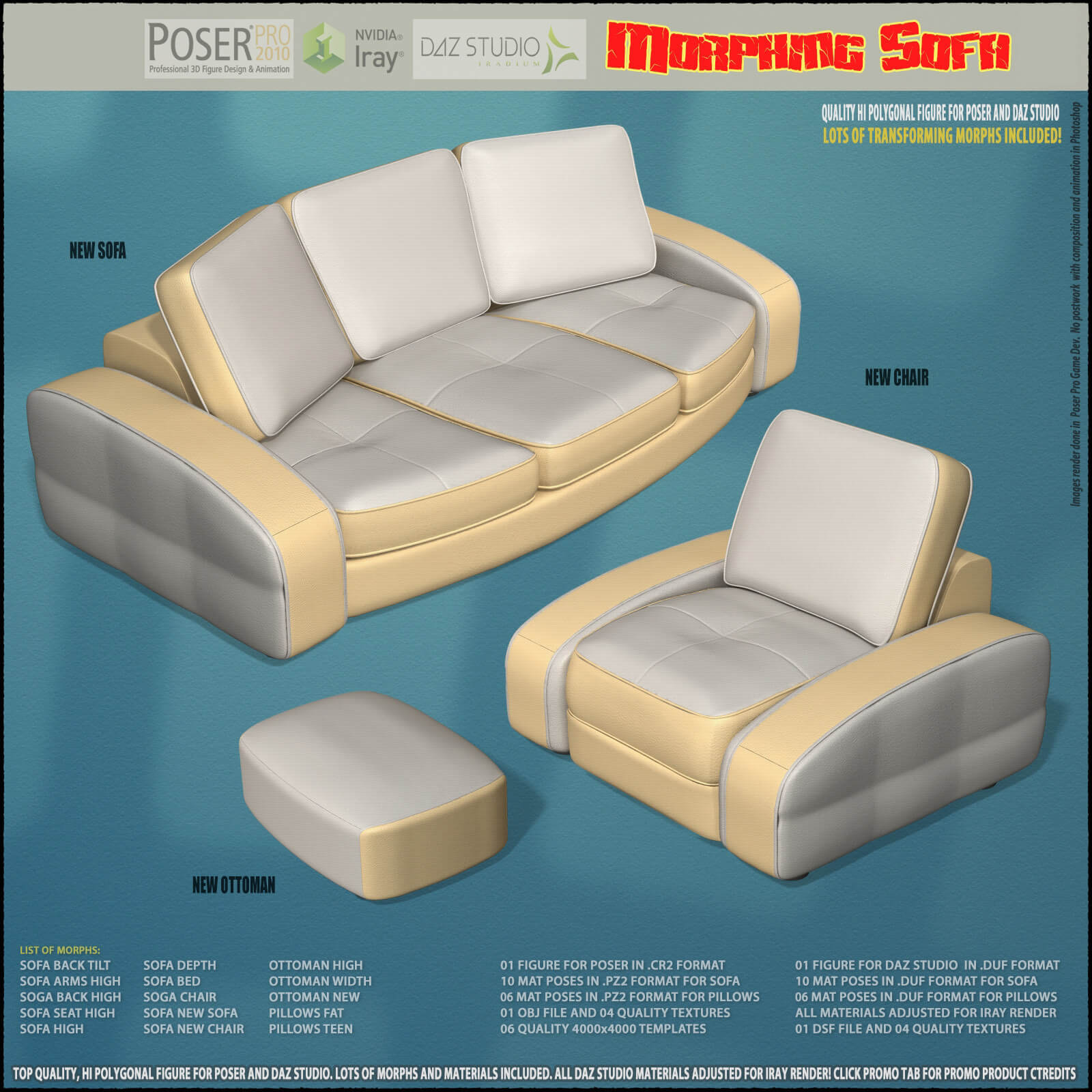 Morphing Sofa - Extended License Daz Content by Sagittarius A