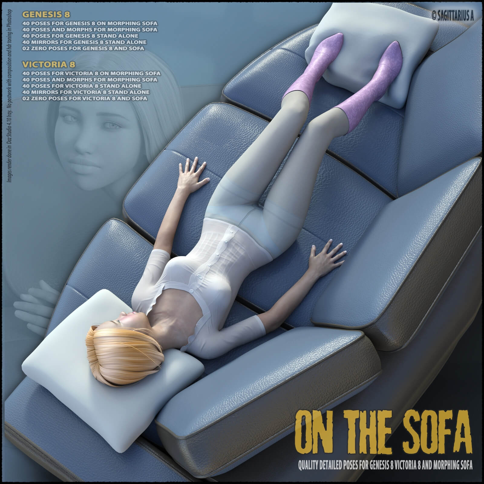 On The Sofa - Poses for Genesis 8 Female and Victoria 8 Daz Content by Sagittarius A