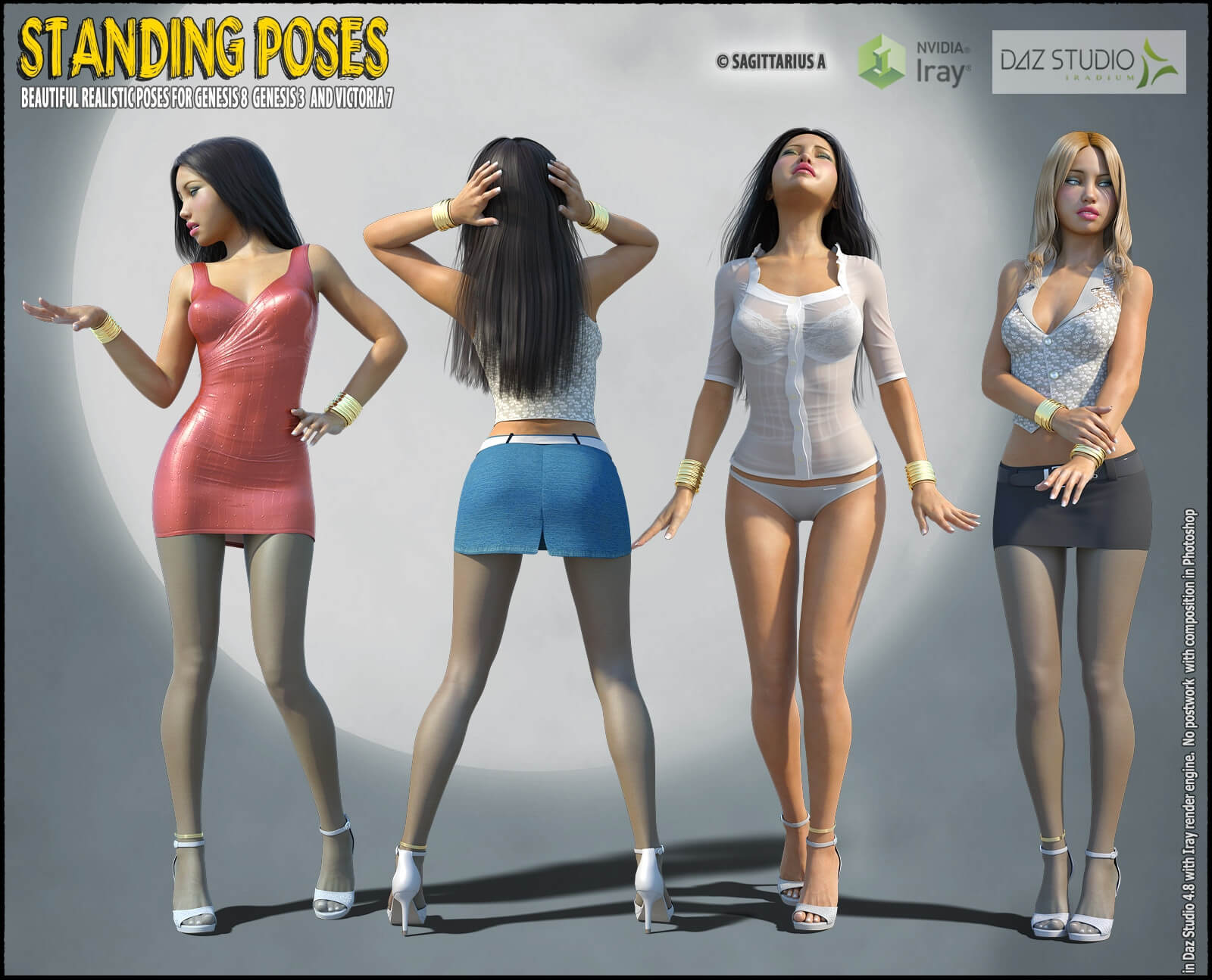 Standing - Poses for G8, G3 and V7 - Extanded License Daz Content by Sagittarius A