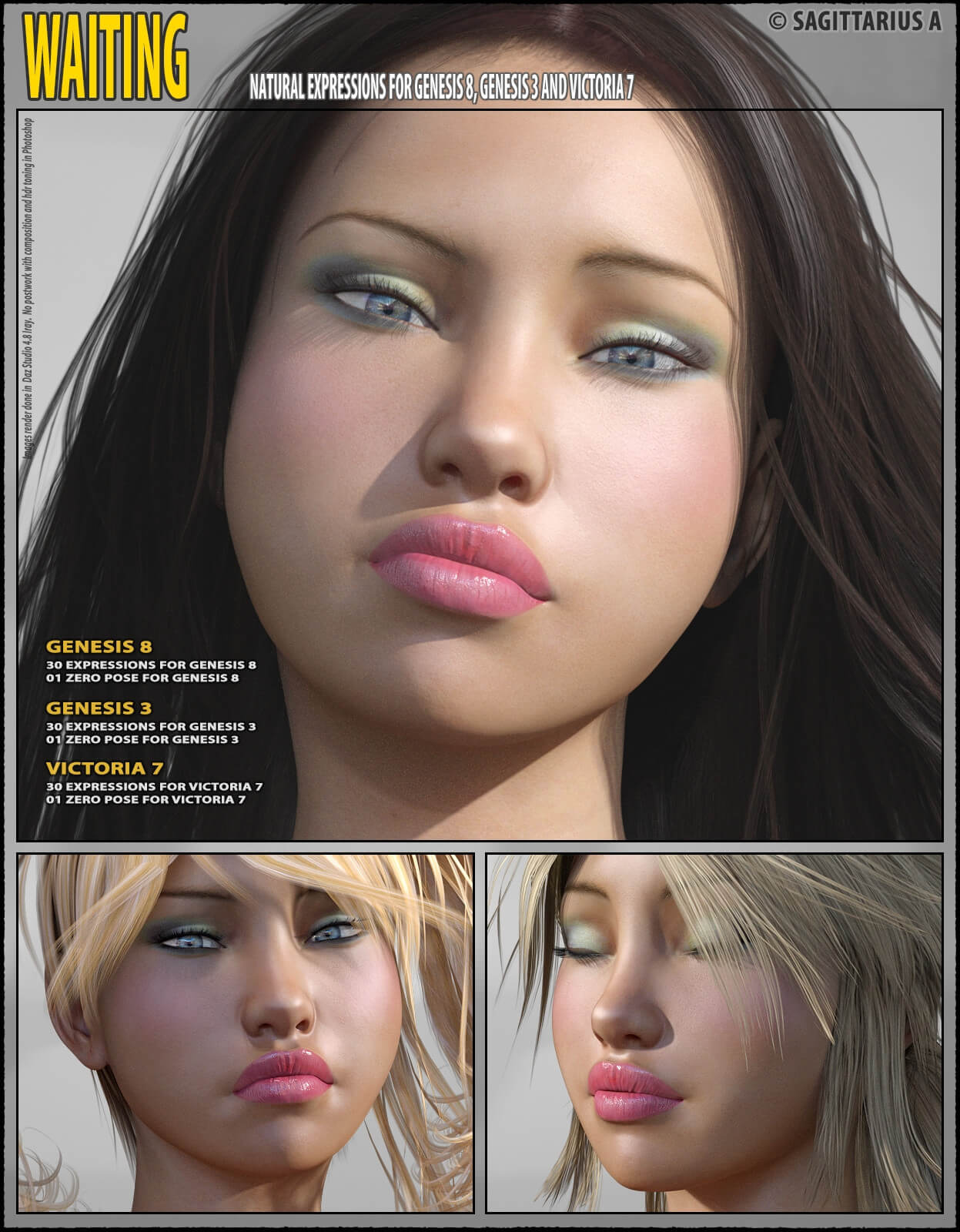 Waiting - Expressions for G8, G3 and V7 Daz Content by Sagittarius A