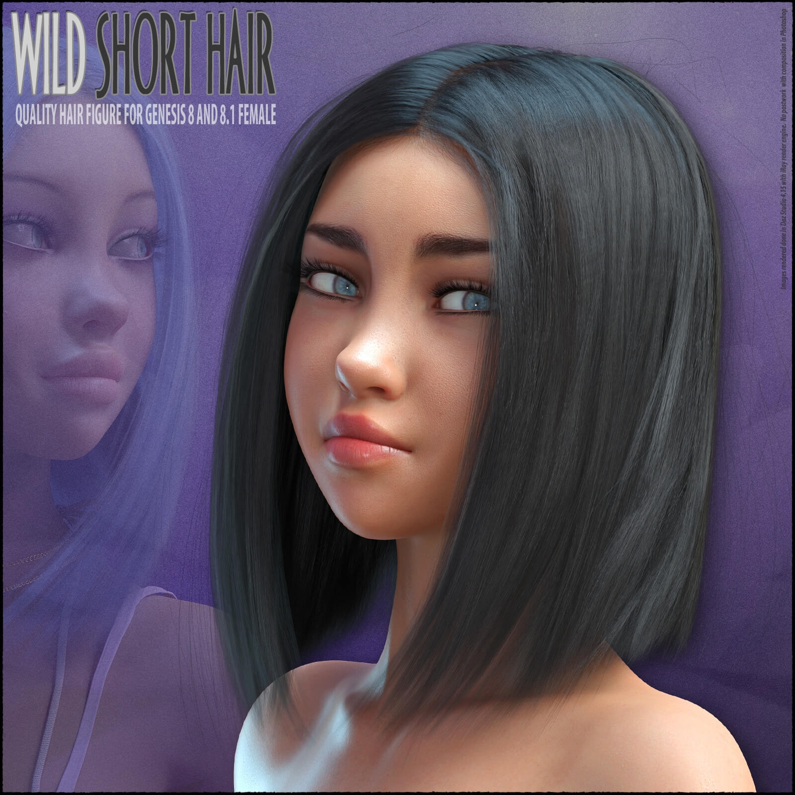 Wild Short Hair for Genesis 8 and 8.1 Extended License - Daz Content by Sagittarius A