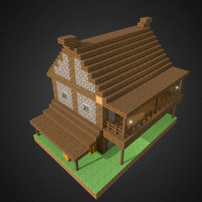 Minecraft Custom House – 3D Printable Model by saitamaa