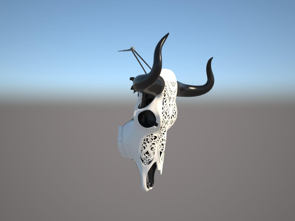 Cow Head Statue - 3D Model by sali111