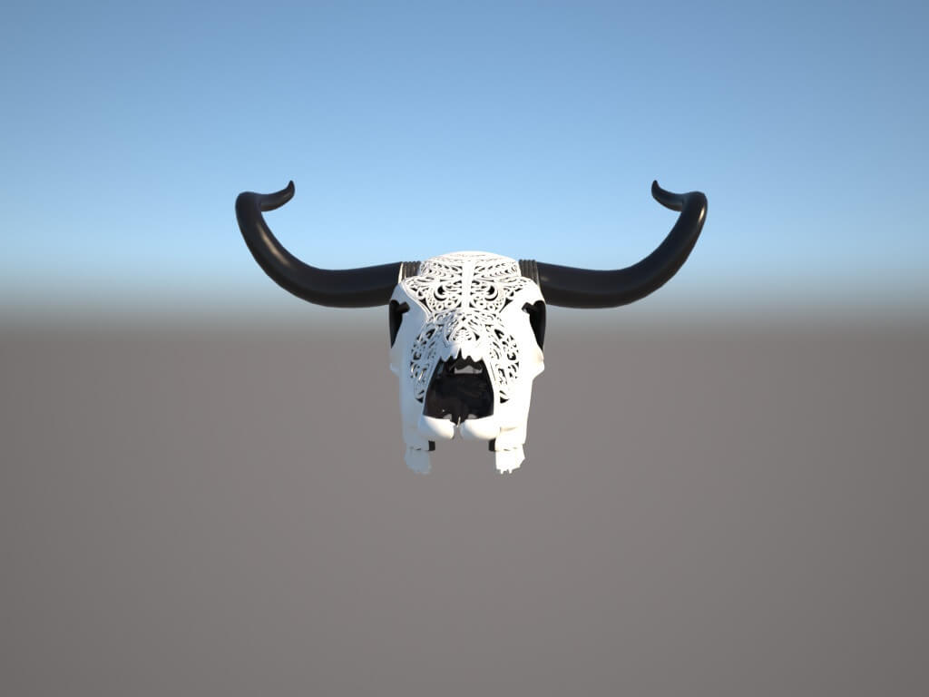 Cow Head Statue - 3D Model by sali111