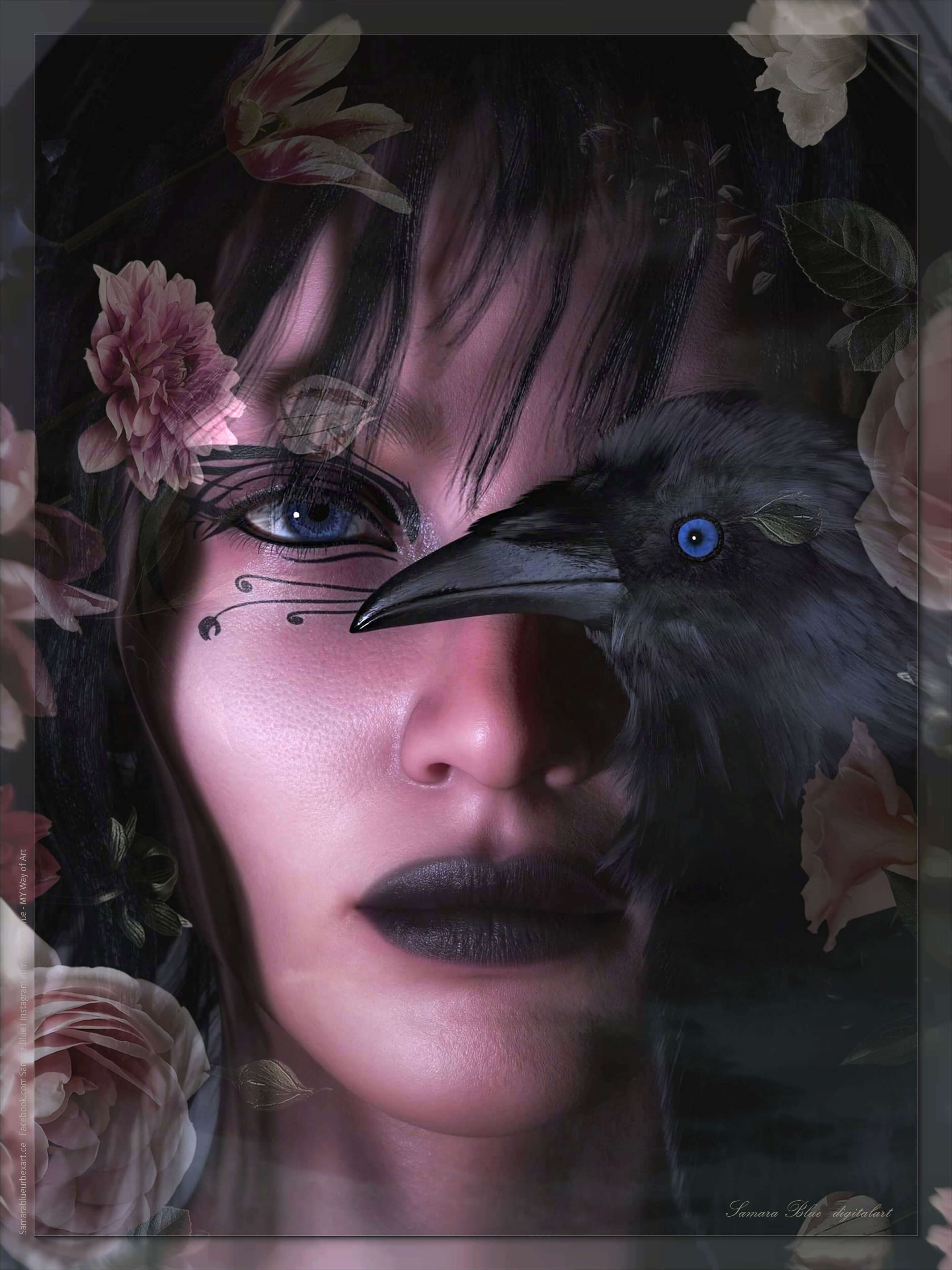 Crows Wisdom 3D Render, Digital Art by Samara Blue
