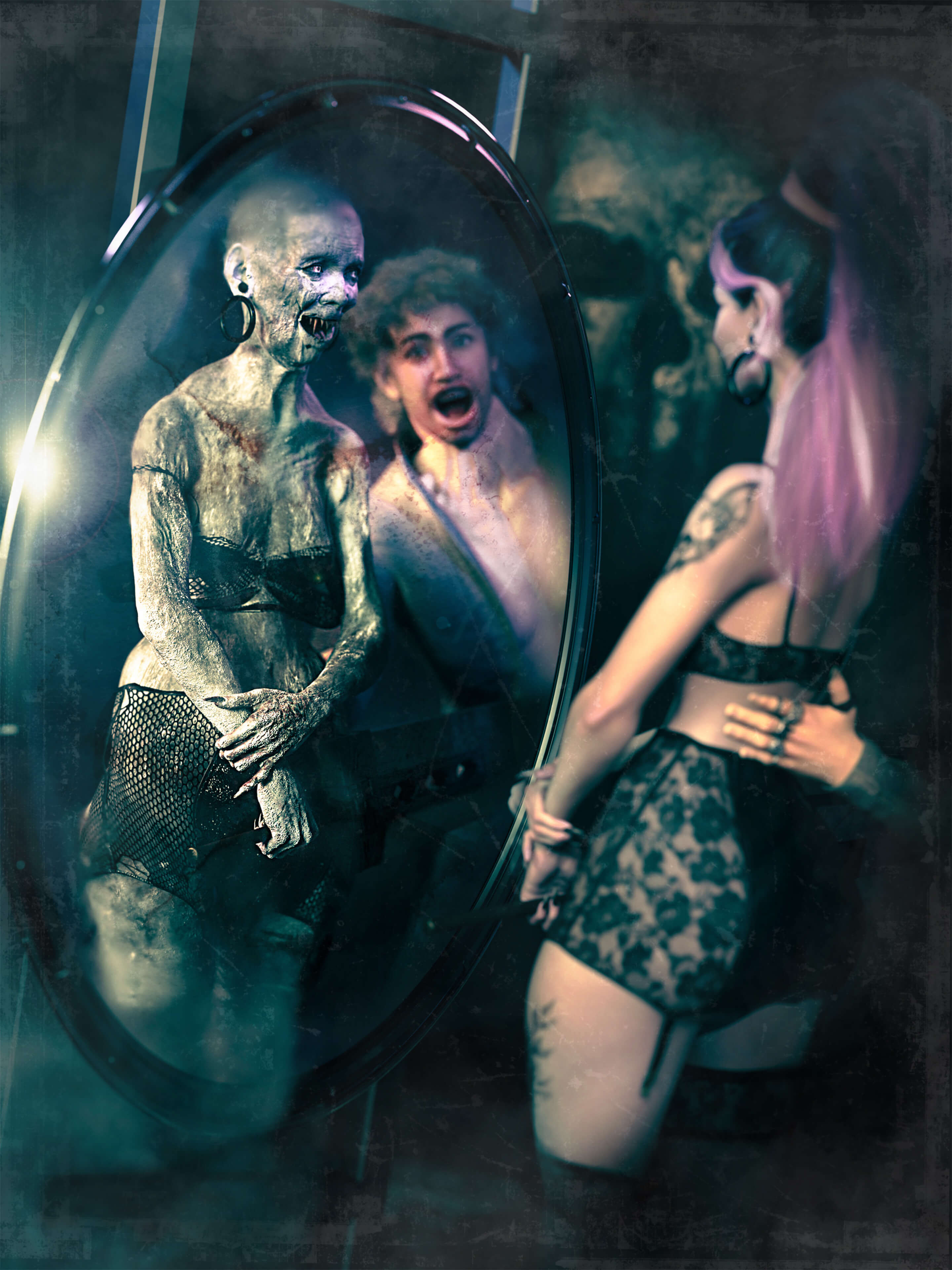 Mirror Mirror 3D Render, Digital Art by Samara Blue