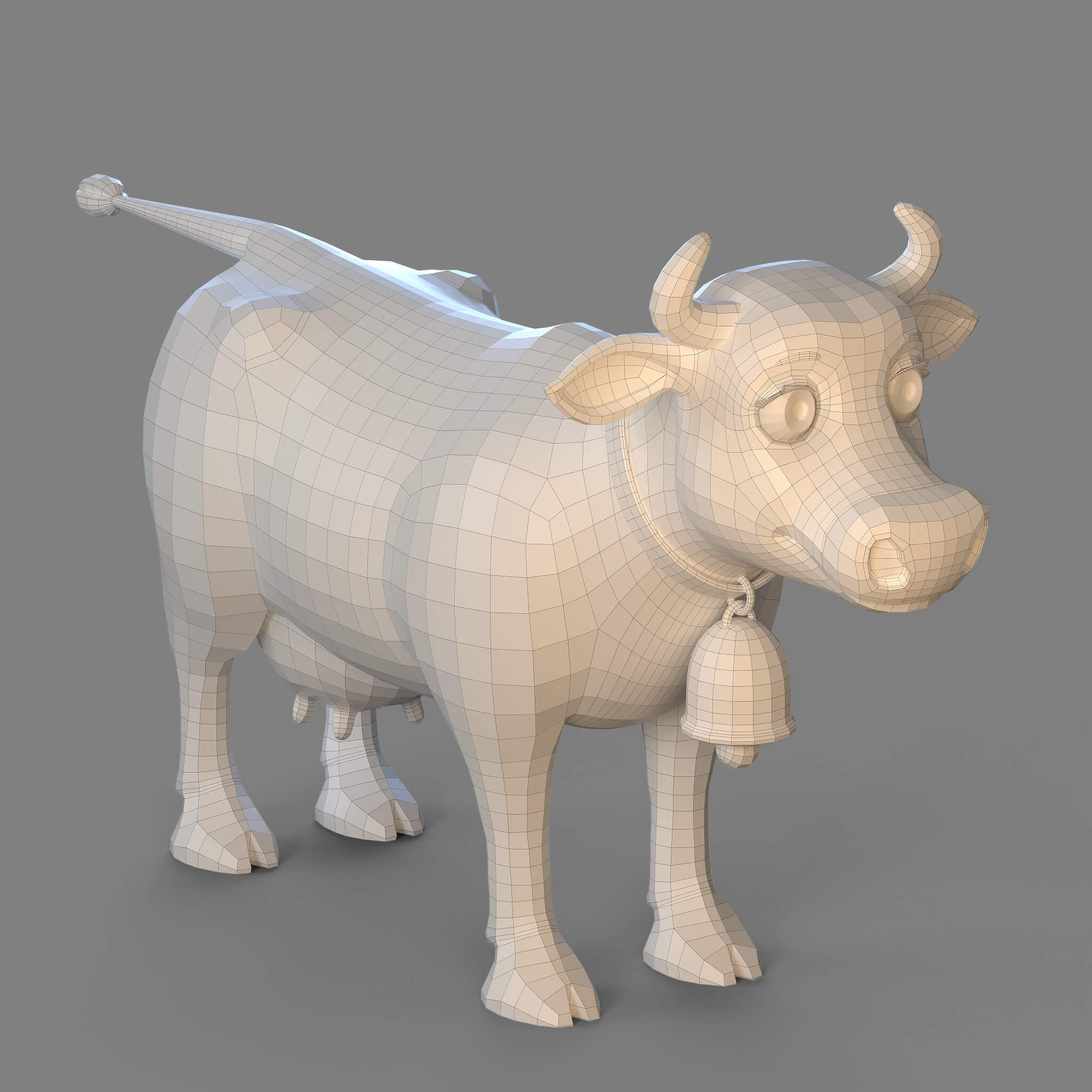 Cartoon Cow - 3D Model by samsimsom