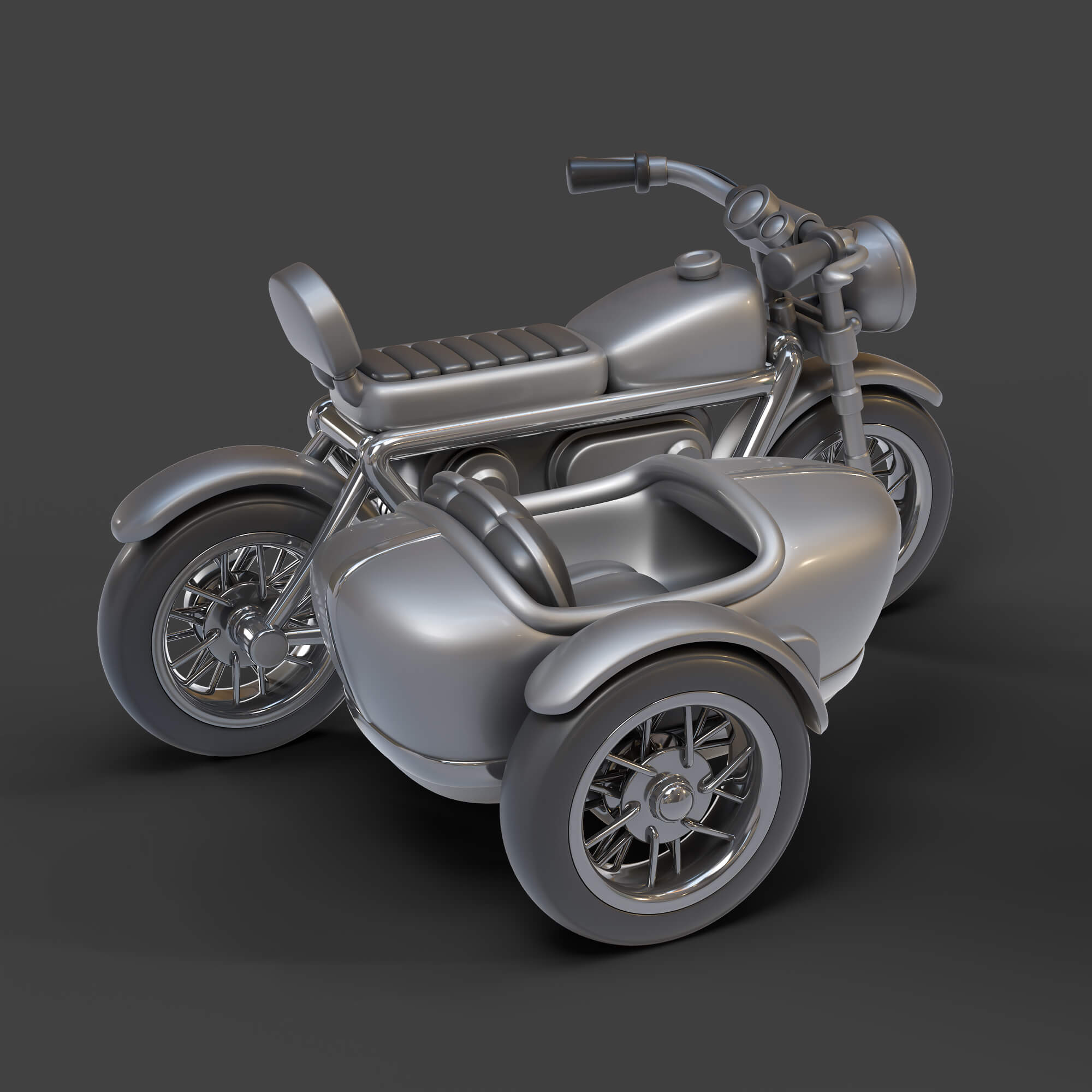 Cartoon Motorcycle With Sidecar 01 - 3D Model by samsimsom