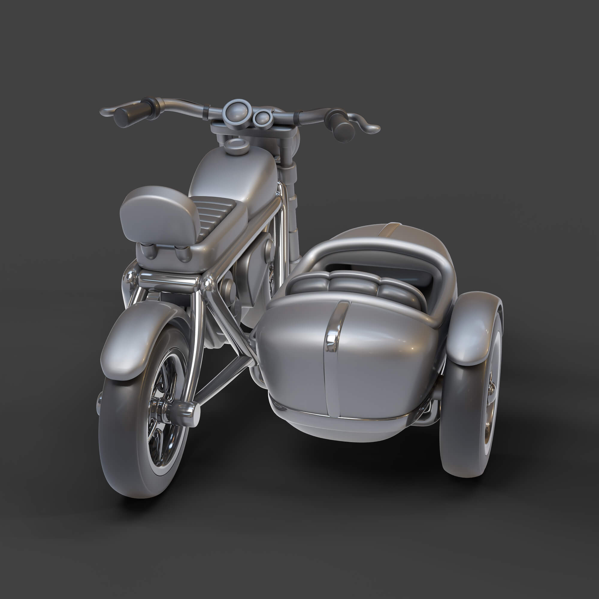 Cartoon Motorcycle With Sidecar 01 - 3D Model by samsimsom