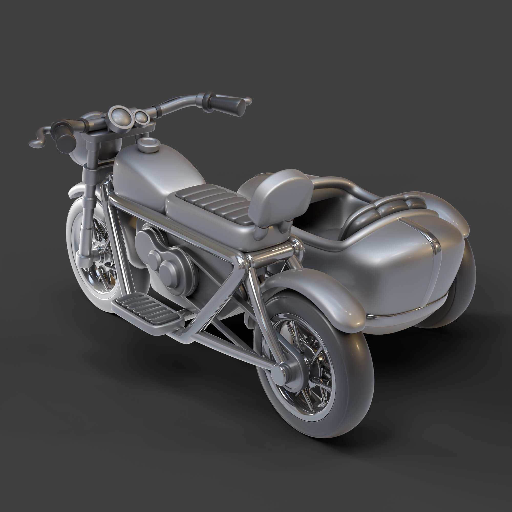 Cartoon Motorcycle With Sidecar 01 - 3D Model by samsimsom