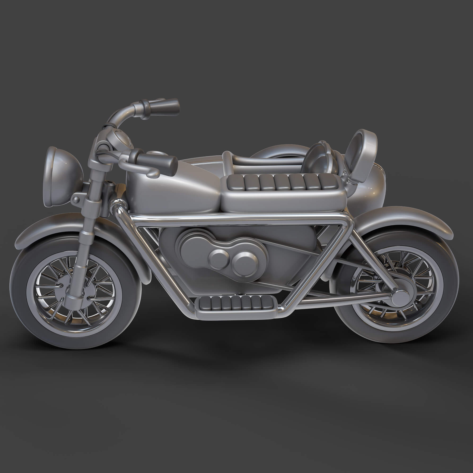 Cartoon Motorcycle With Sidecar 01 - 3D Model by samsimsom