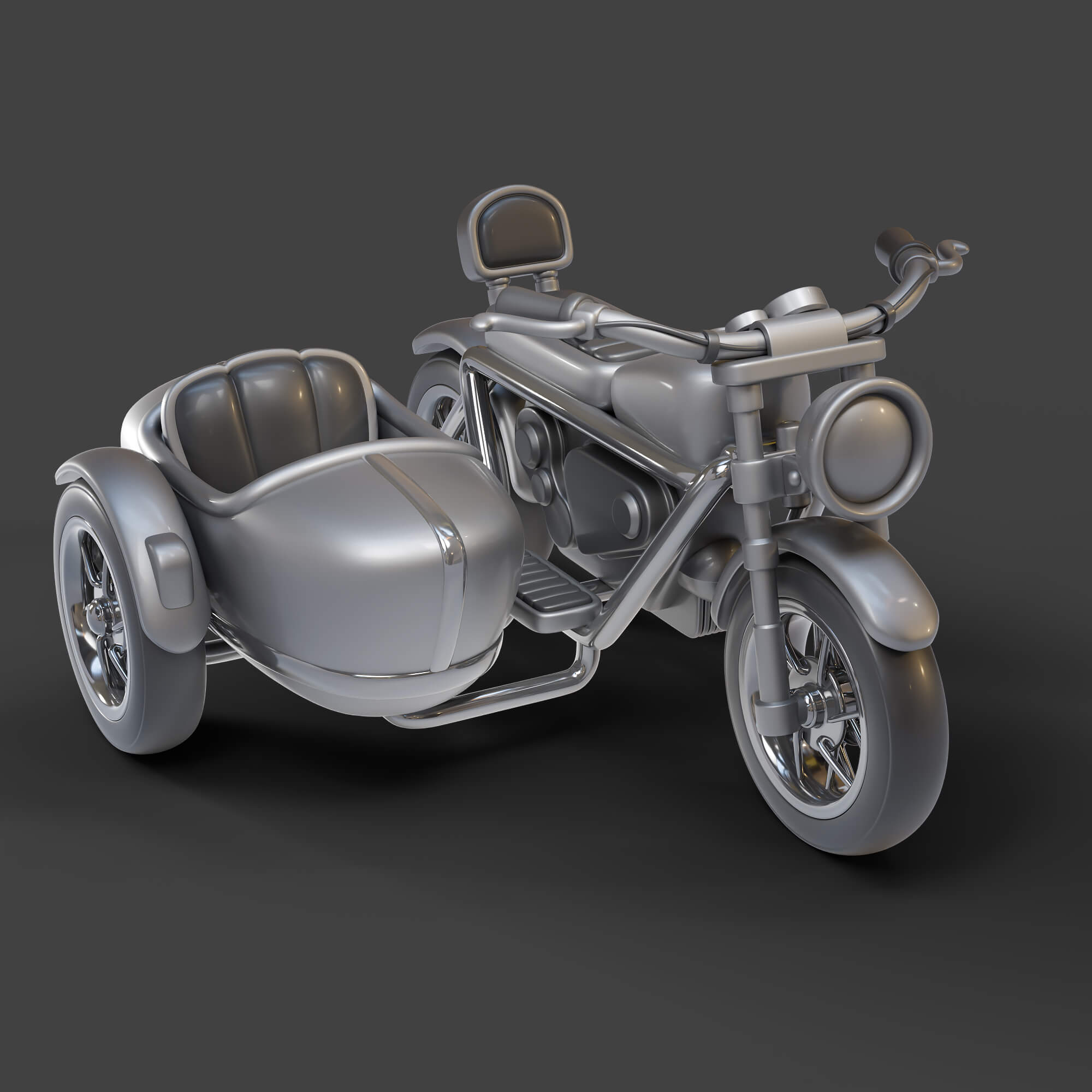Cartoon Motorcycle With Sidecar 01 - 3D Model by samsimsom