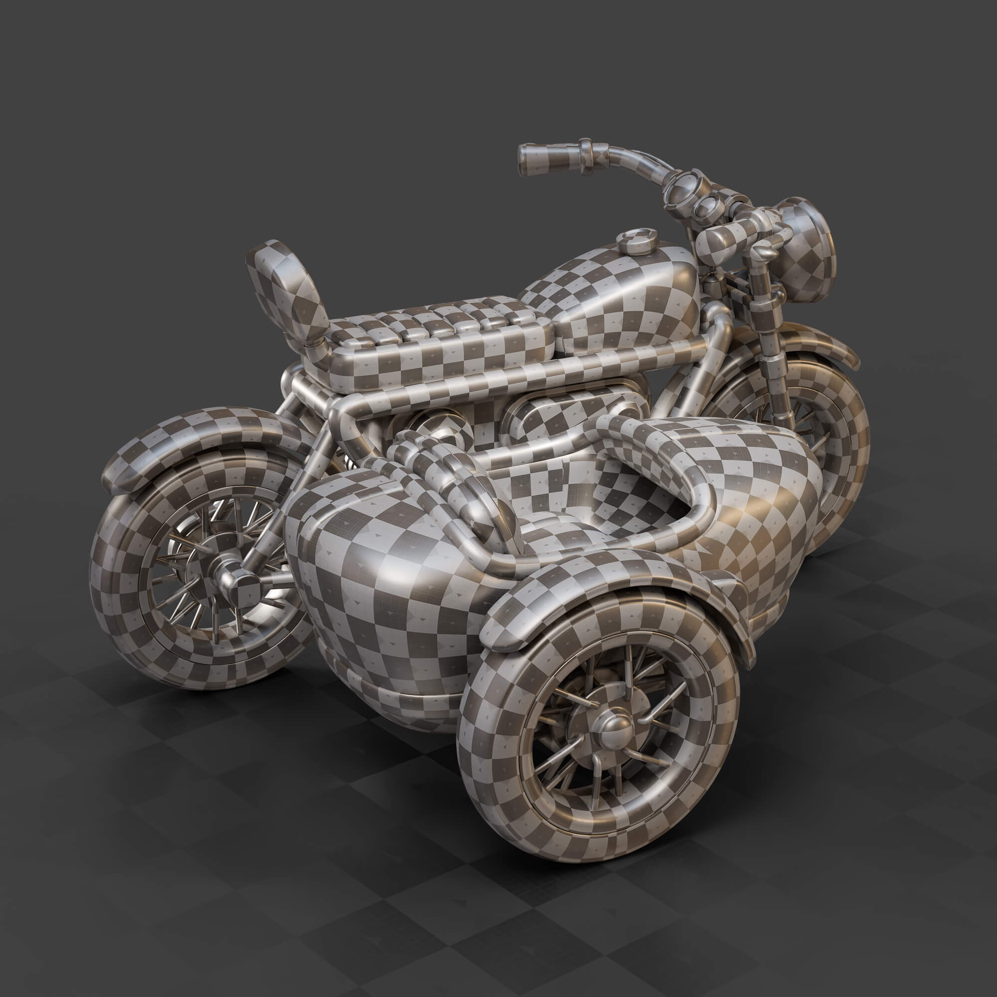 Cartoon Motorcycle With Sidecar 01 - 3D Model by samsimsom
