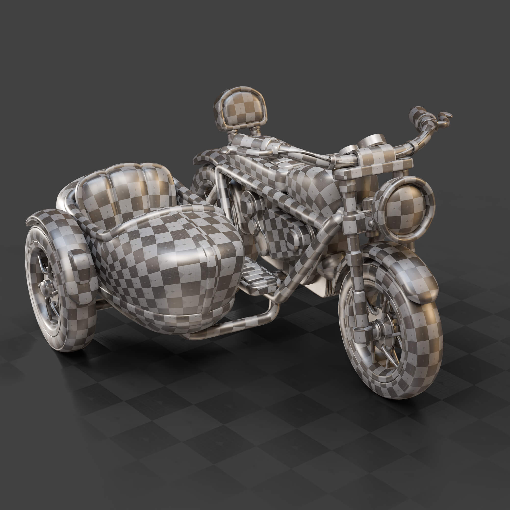 Cartoon Motorcycle With Sidecar 01 - 3D Model by samsimsom