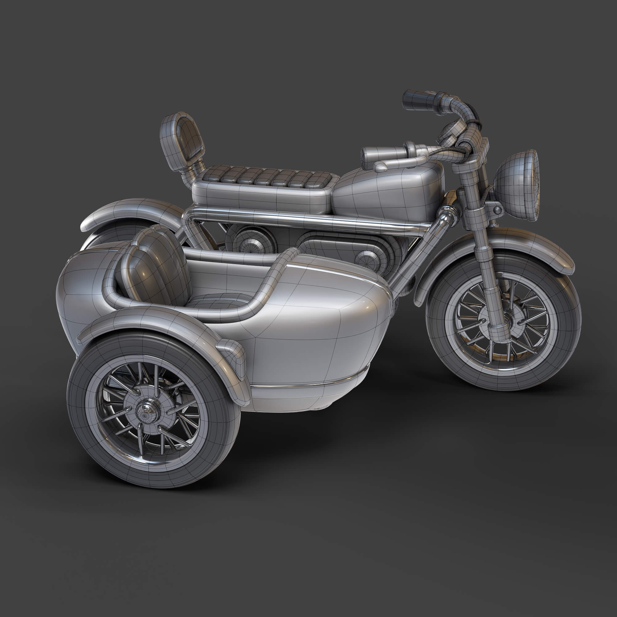 Cartoon Motorcycle With Sidecar 01 - 3D Model by samsimsom