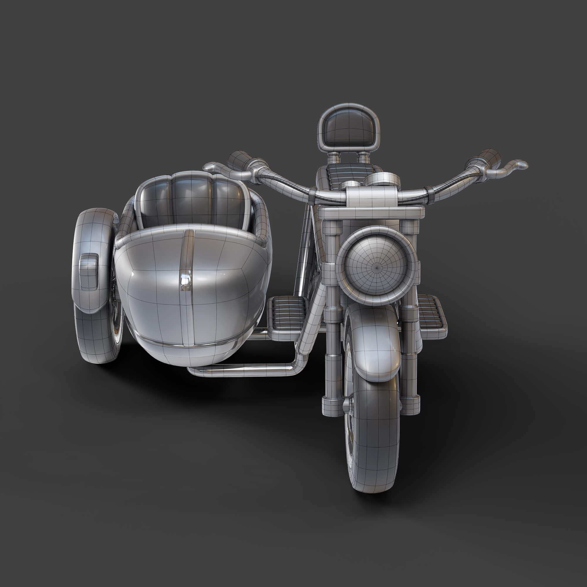 Cartoon Motorcycle With Sidecar 01 - 3D Model by samsimsom